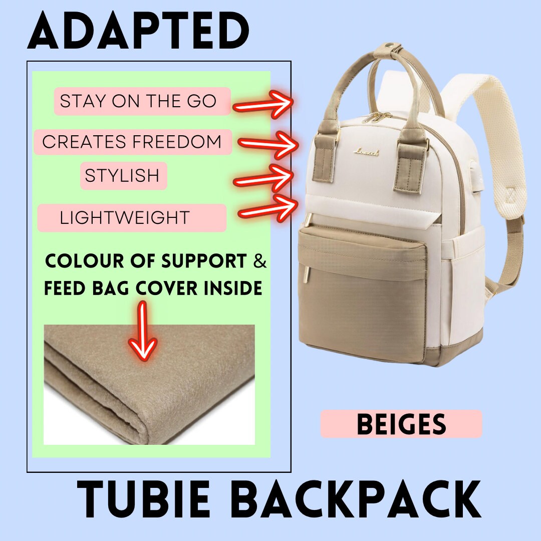 500ml ONLY Beige USB Port Feeding Tube Backpack, 500ml or 1L or 1.2L ...