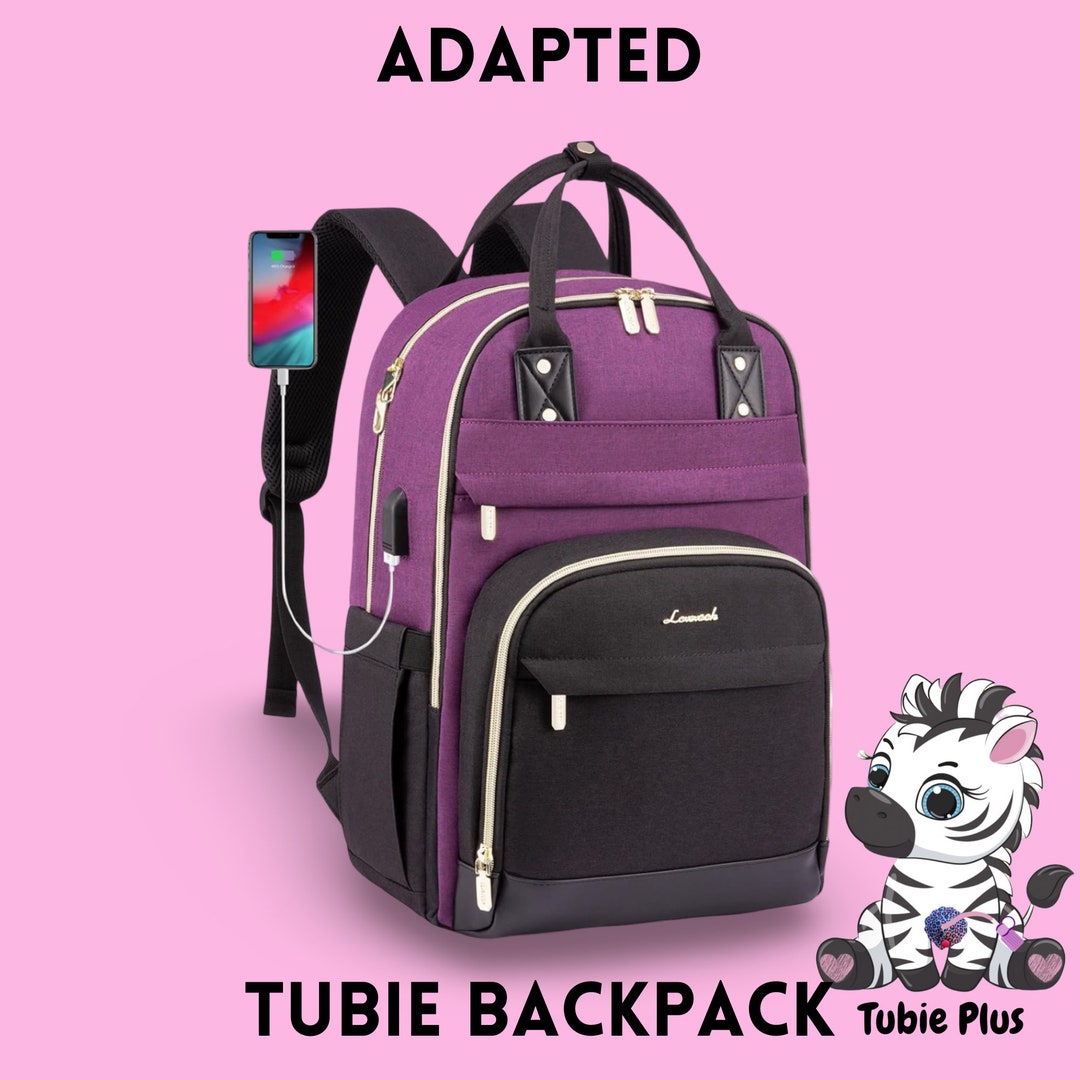 Purple and Black Feeding Tube Backpack, 500ml or 1L or 1.2L Feed, Feed ...