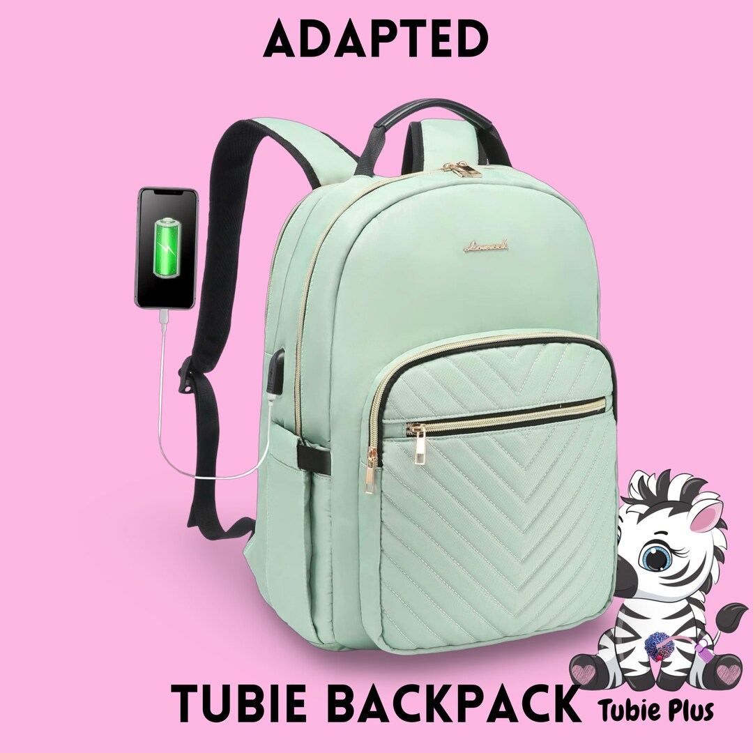 Grey and Pink Feeding Tube Backpack, 500ml or 1L or 1.2L Feed, Feed ...