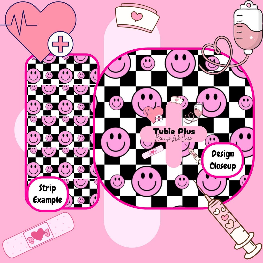 Pink Smiley Check Large Tubie Tape - Etsy