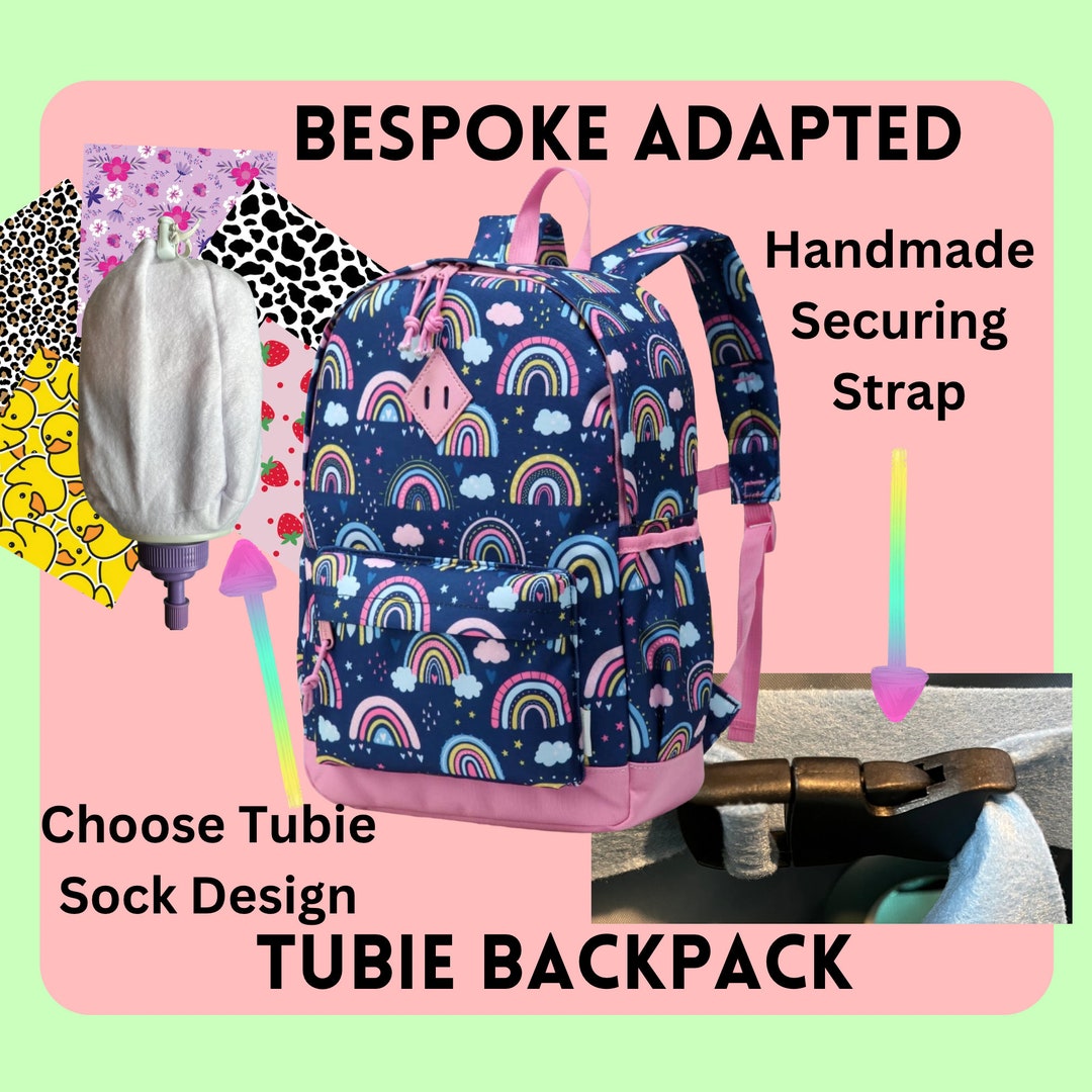 Bespoke Rainbow Feeding Tube Backpack, 500ml Feed, Feed Stand & Design ...