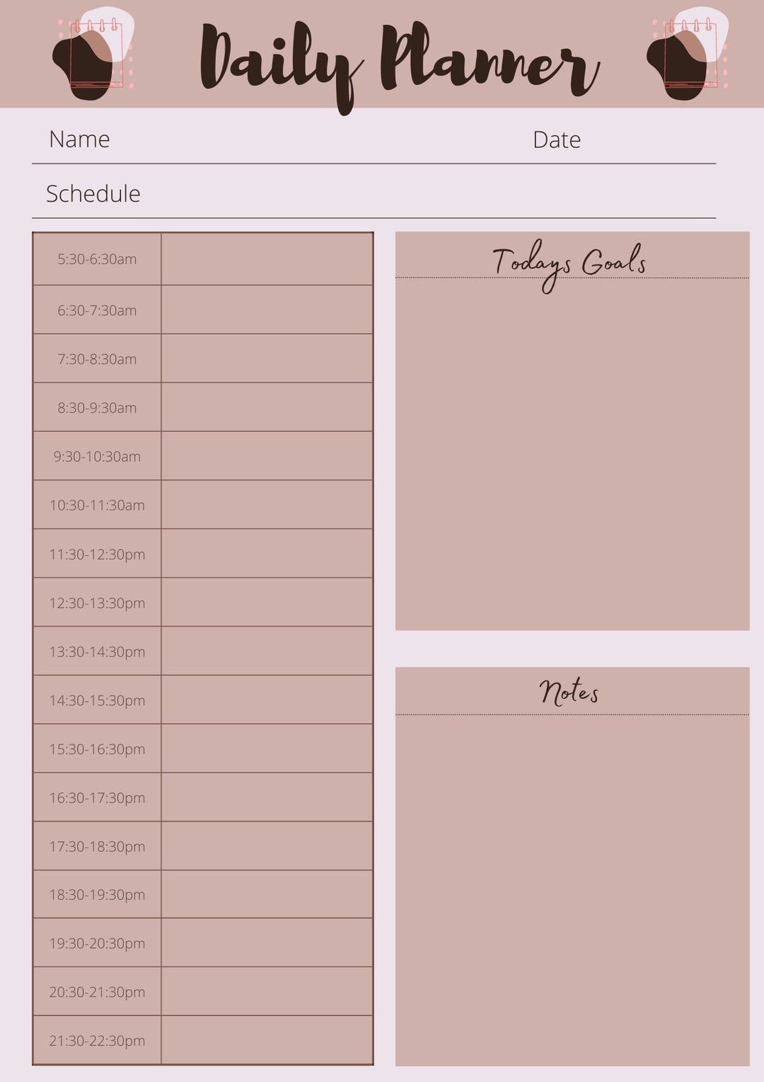 Blush Pink Daily Planner, Weekly Planner, Monthly Planner, Printable ...
