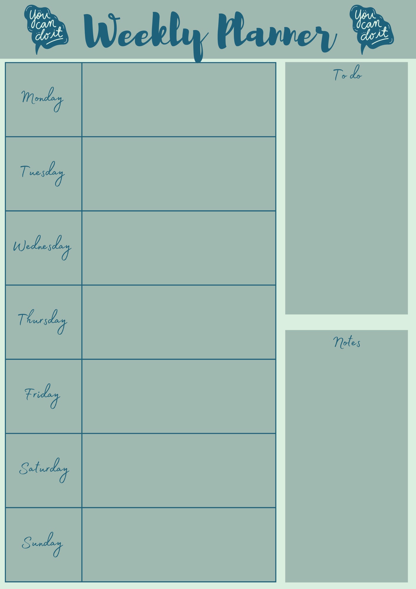 Sage Green Daily Planner, Weekly Planner, Monthly Planner, Printable ...