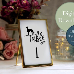 Dog Table Numbers 1 - 15 - Instant Download, Each Number is a Different ...
