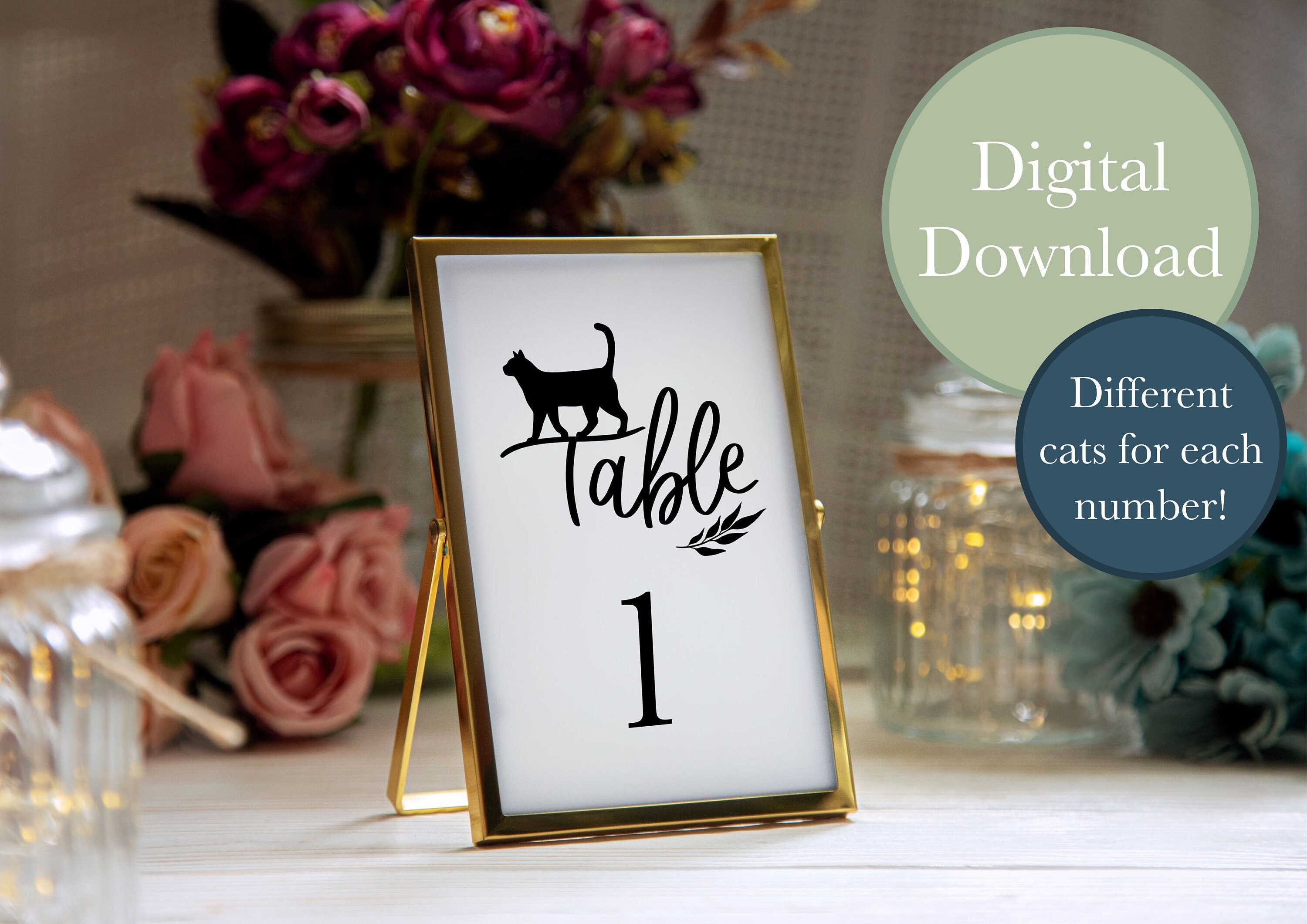 Cat Table Numbers 1 - 15 - Instant Download, Each Number is a Different ...