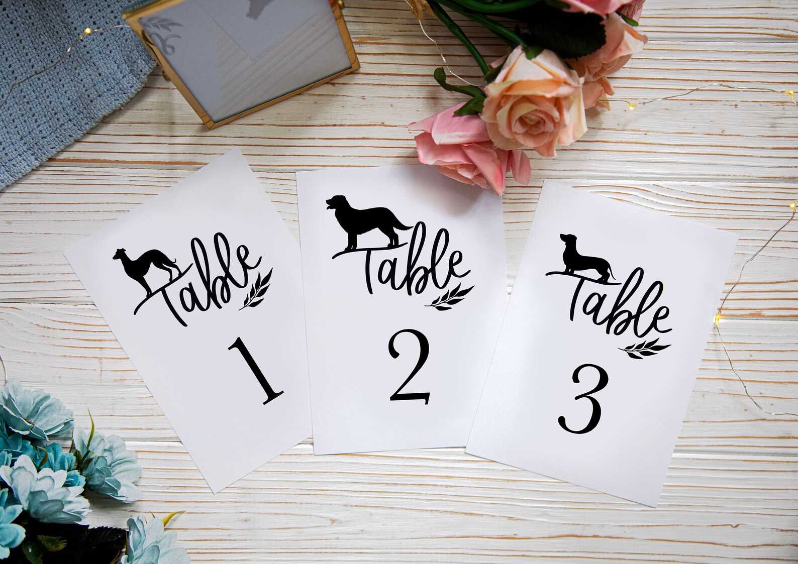 Dog Table Numbers 1 - 15 - Instant Download, Each Number is a Different ...