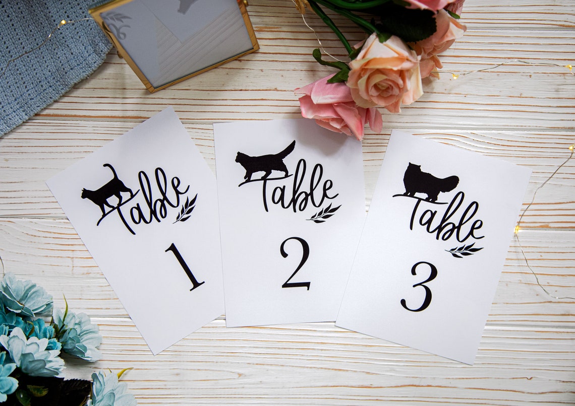 Cat Table Numbers 1 - 15 - Instant Download, Each Number is a Different ...