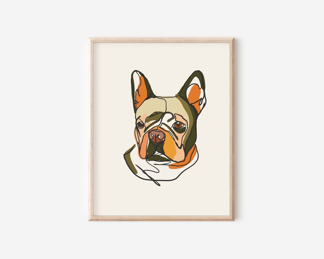 Frenchie Line Art, Animal Prints, Printable Wall Art, Dog Line Art, Dog ...