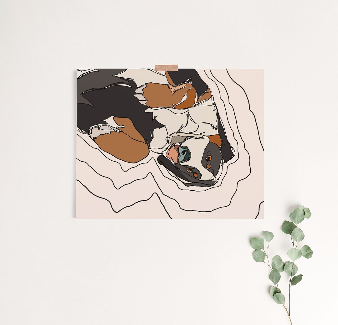 Goofy Dog Laying Down, Printable Wall Art, Animal Prints, Dog Line Art ...