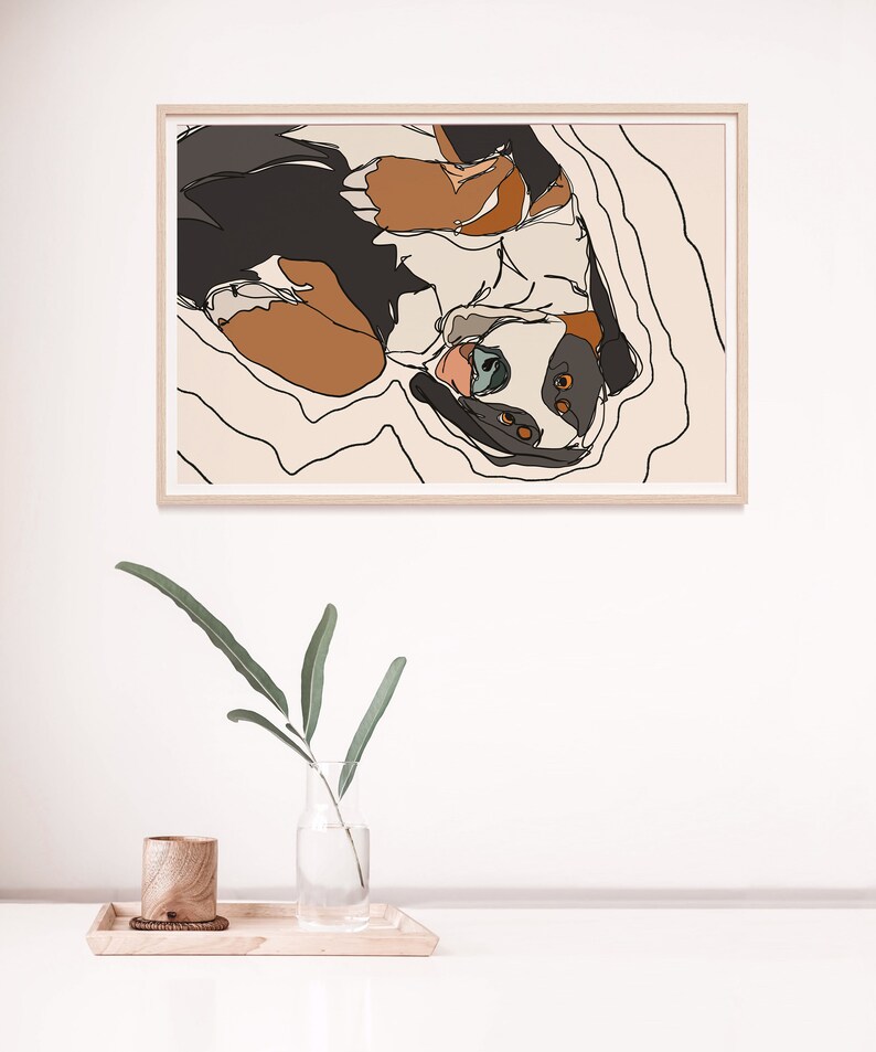 Goofy Dog Laying Down, Printable Wall Art, Animal Prints, Dog Line Art ...