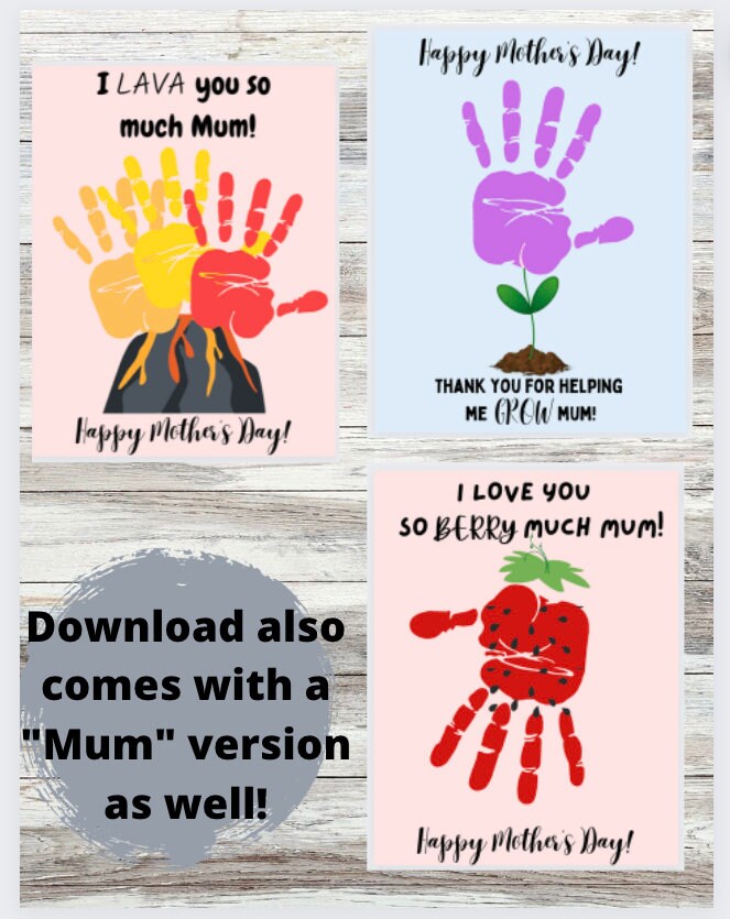 Mom Birthday/mother's Day Handprint Craft/gift for Grandma/kid's School ...