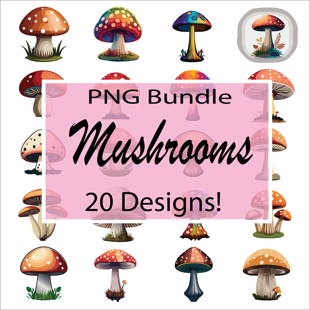 Mushroom Clip Art Set, Mushroom PNG, Mushrooms Clip Art Set, Mushrooms ...
