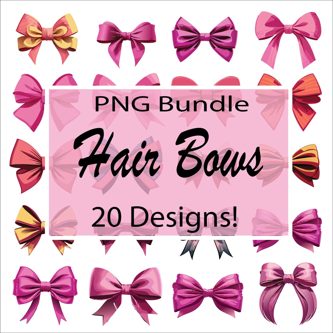 Hair Bow Clip Art Set, Hair Bow PNG, Hair Bows PNG, Hair Bows Clip Art ...