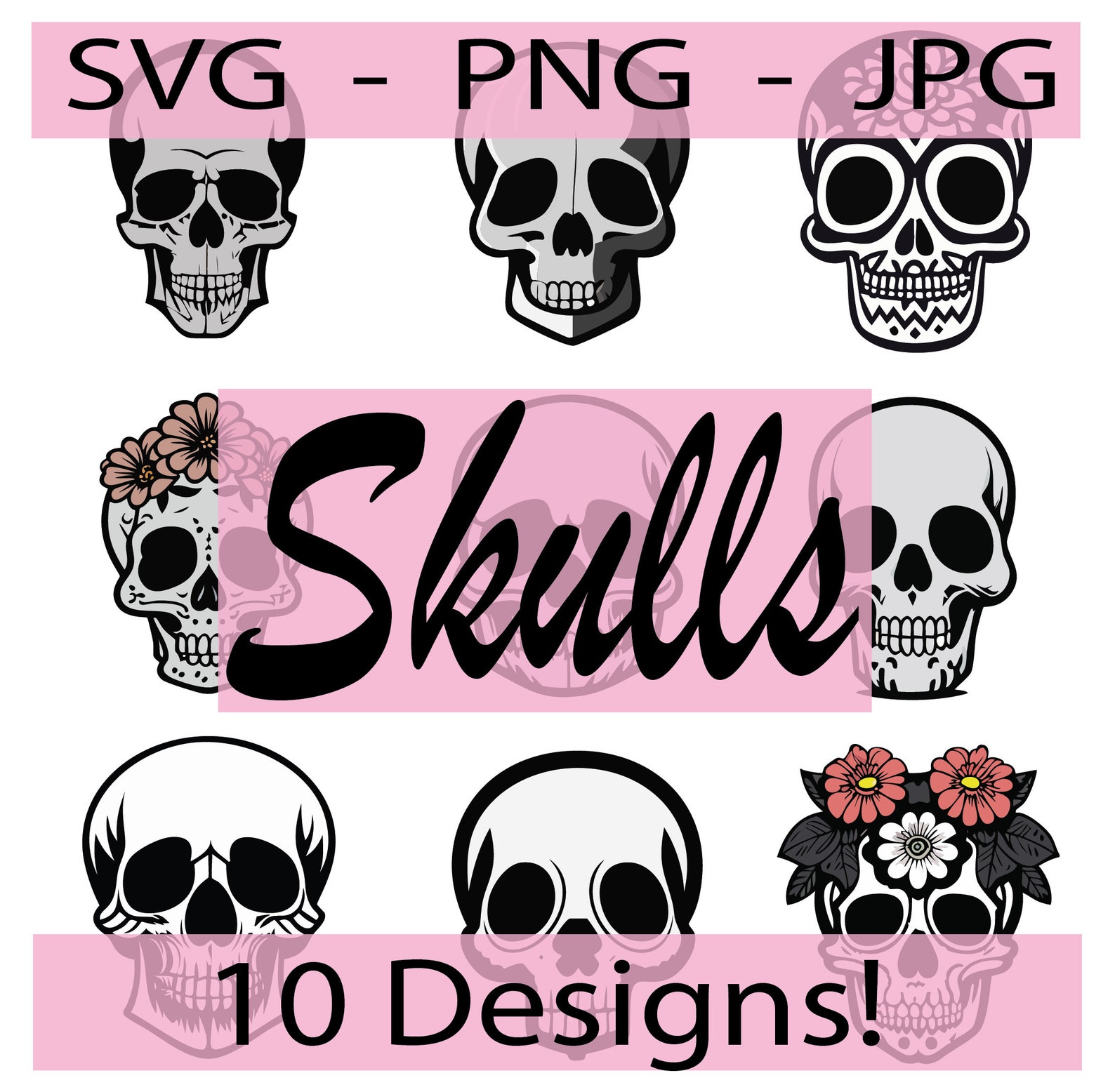 Skull SVG Bundle, Skull SVG, Skull Svg, Skulls SVG Bundle, Cricut Skull ...