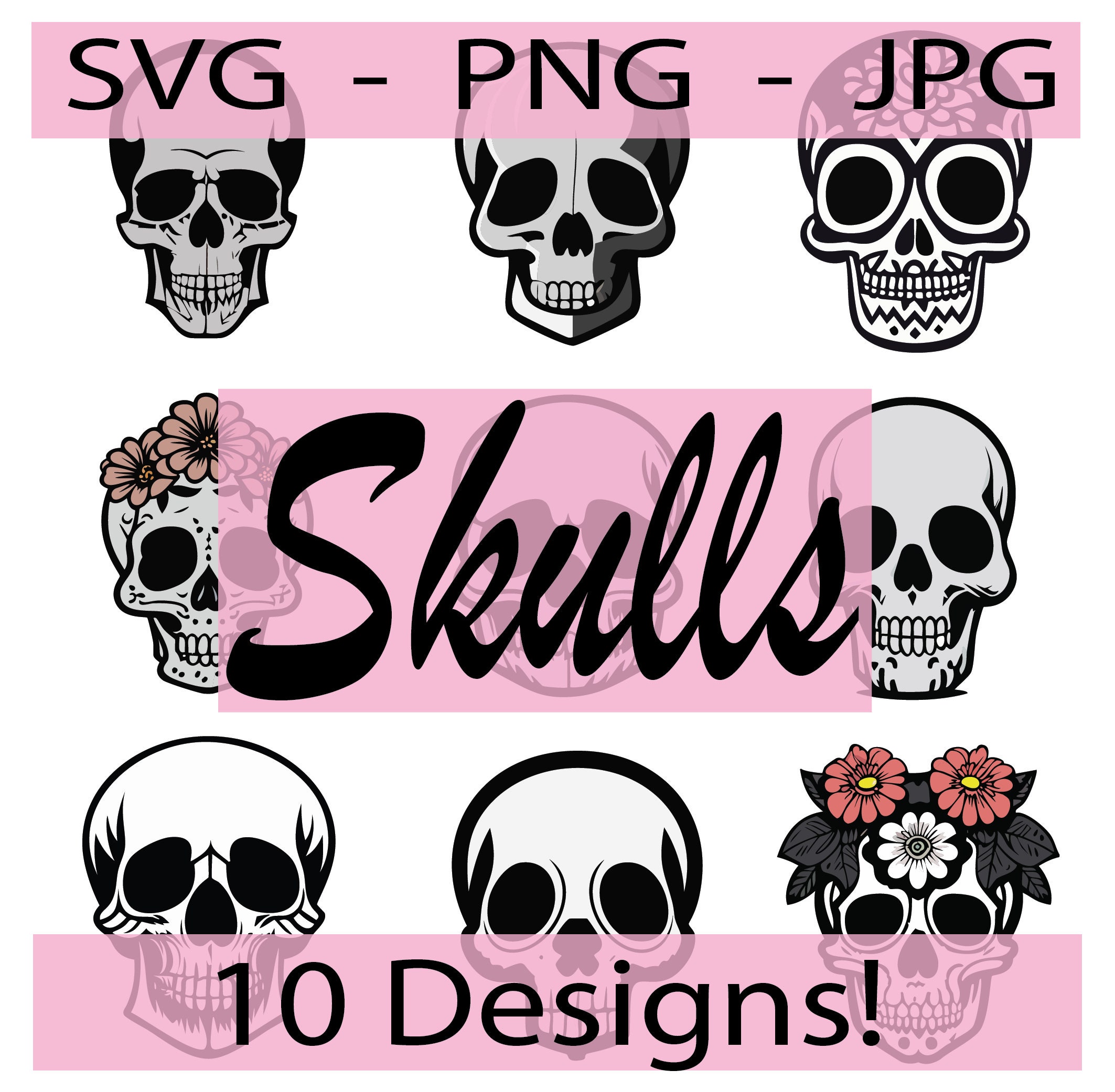 Skull SVG Bundle, Skull SVG, Skull Svg, Skulls SVG Bundle, Cricut Skull ...