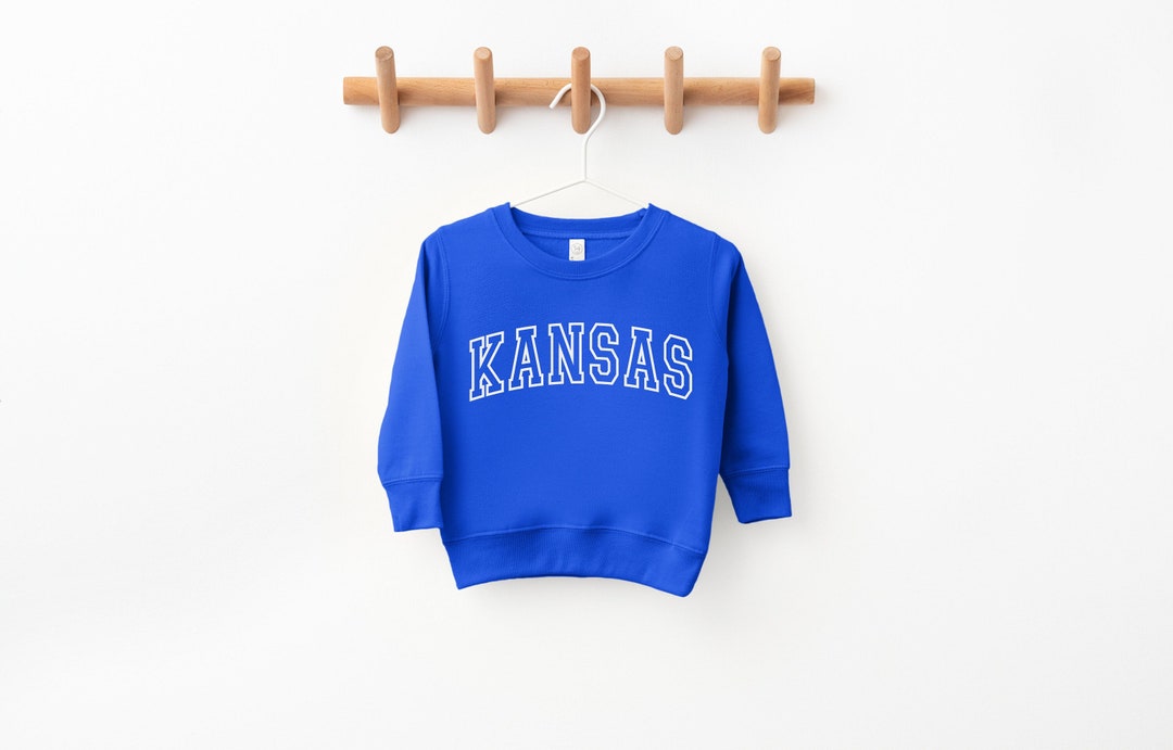 Kansas Toddler Sweatshirt: Varsity Font Kids Crewneck - Etsy