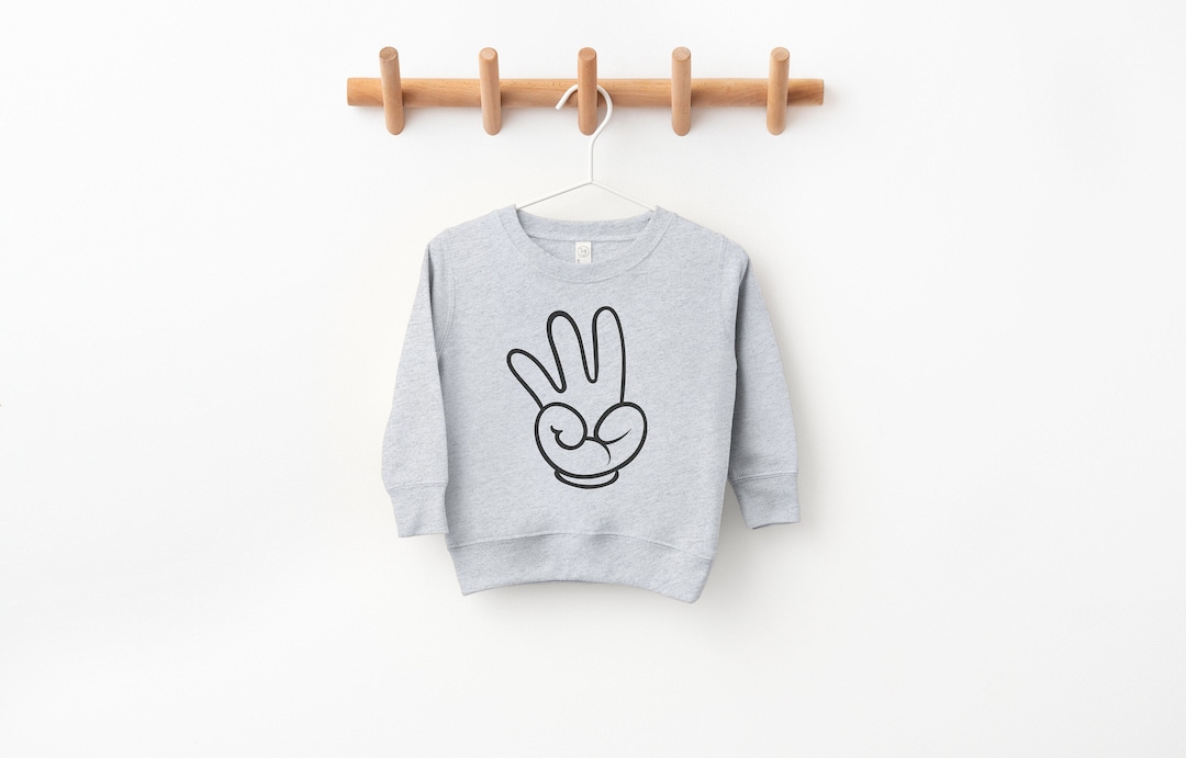 Cartoon Hand Three Fingers 3rd Birthday Toddler Sweatshirt - Etsy