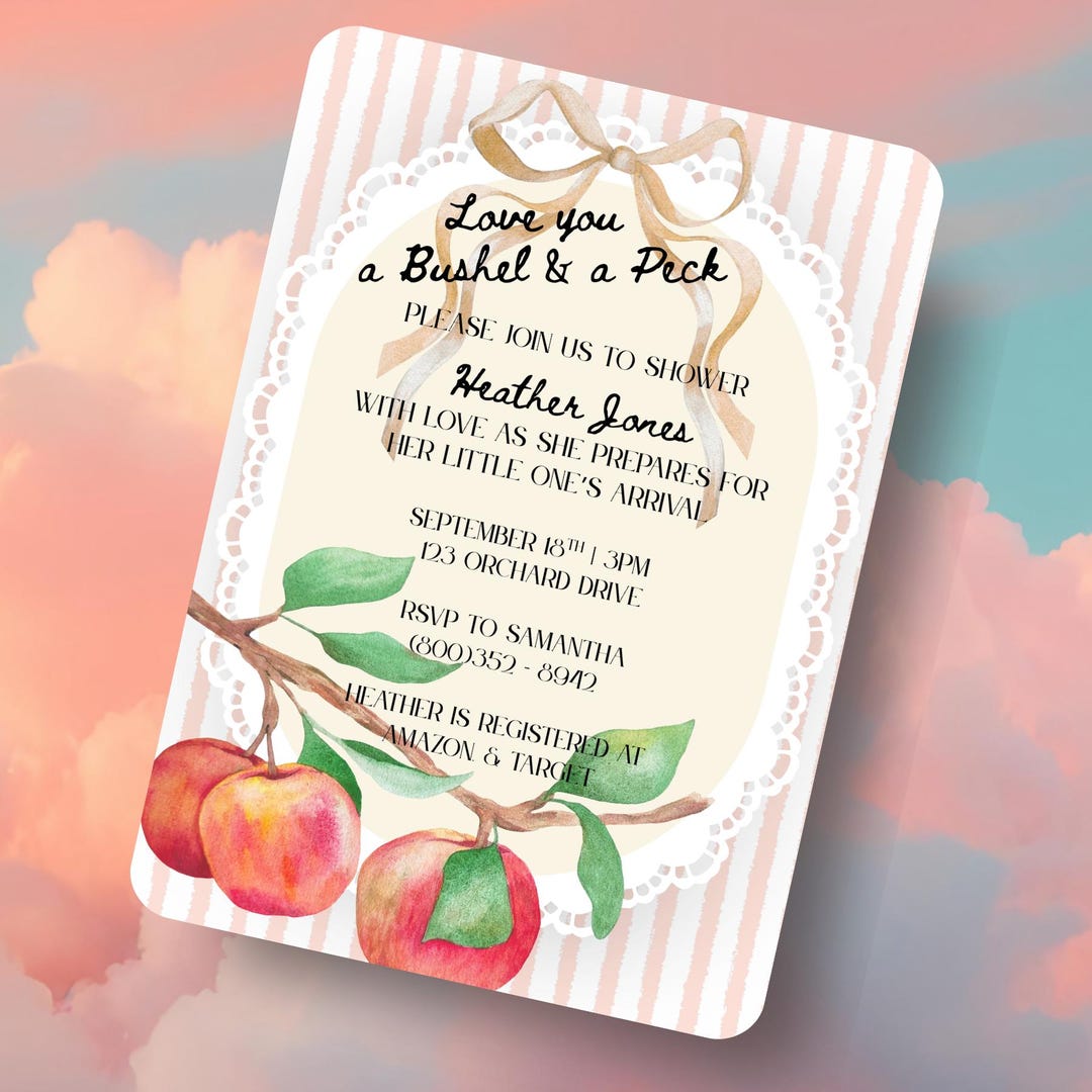 Bushel and a Peck - Apple Baby Shower Invitation - Editable Canva ...