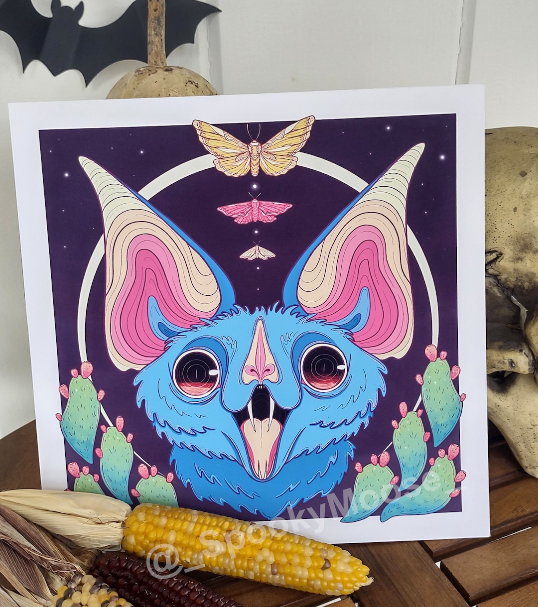 Leaf Nosed Bat Wall Art | Kawaii Bat Print | Pastel Goth Decor | Witch ...