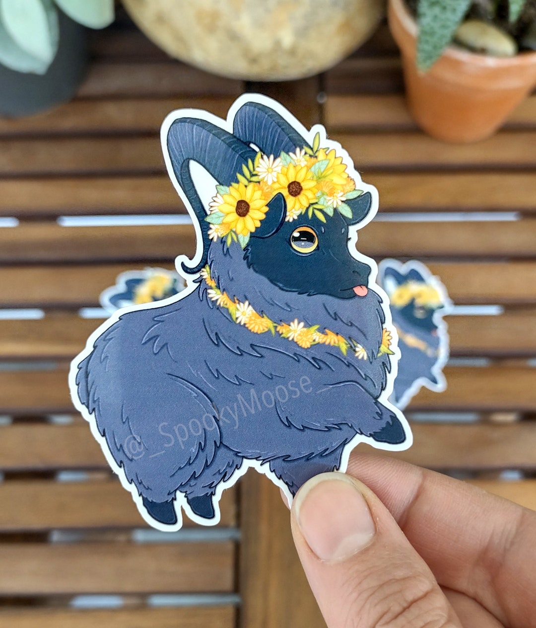 Summer Solstice Cute Black Phillip Vinyl Sticker | Pagan Art | Black ...