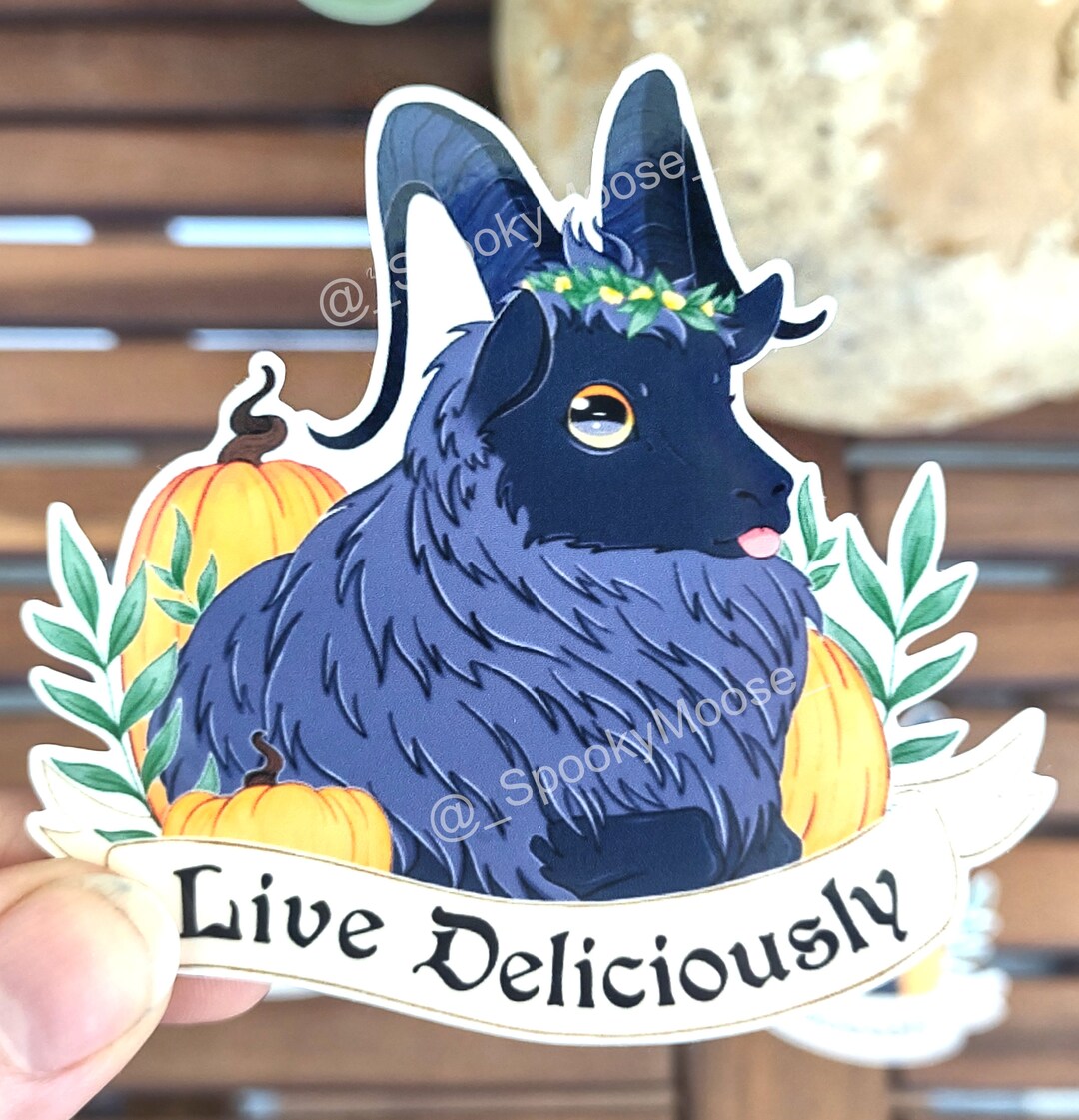 Black Goat Vinyl Stickers | Live Deliciously | Round Black Phillip ...