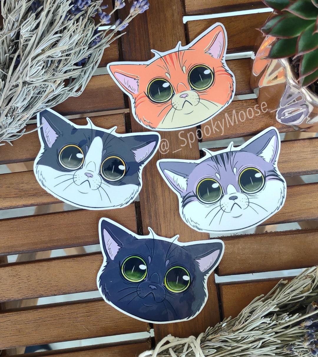 Cute Cat Face Sticker | Adorable Sad Kitty Decor | Kawaii Cat Art ...