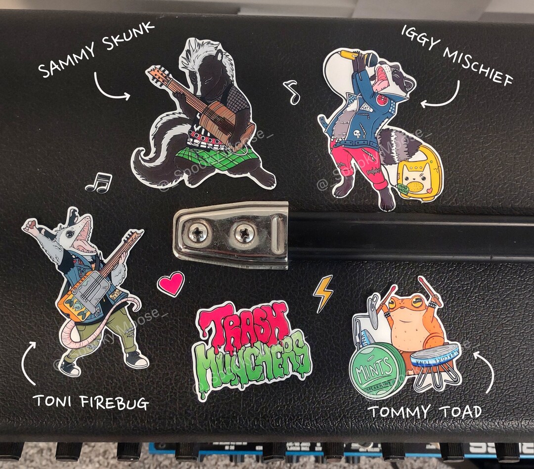 Toni the Punk Rock Opossum Vinyl Sticker Set | Individual Options Available | Children's Book ...