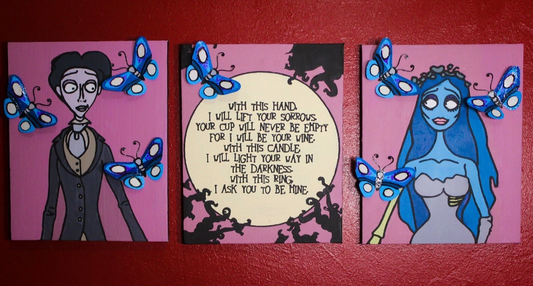 Corpse Bride Triptych 3-paneled Canvas Painting - Etsy