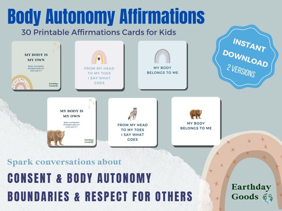 30 Printable Body Affirmations for Kids Body Autonomy | Etsy