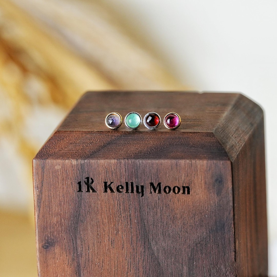 Dainty Gemstone Bubble Threadless Push Pin-925 Silver Tiny Dots Flat ...