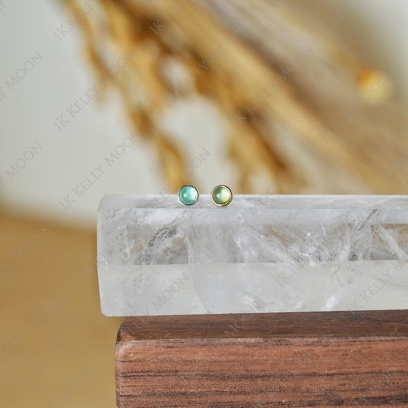 Dainty 3mm Tiny Agate Bubble Threadless Push Pin-925 Silver Dots Flat ...