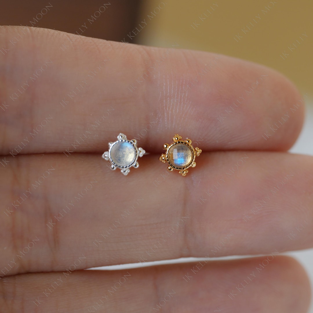 Natural Gemstone Threadless-labradorite Earrings-925 Sterling Silver ...