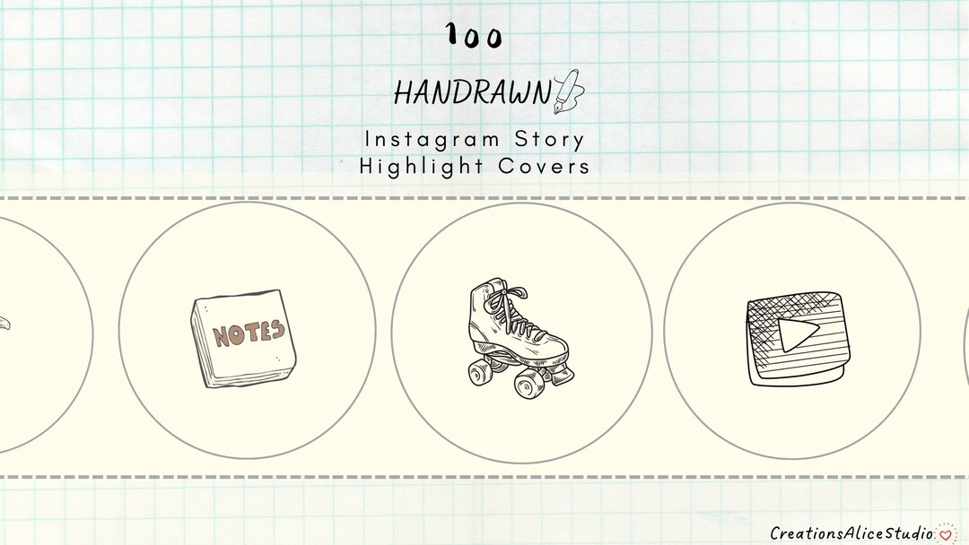 Handrawn Instagram Story Highlight Icons, Highlight Icons, Beige Cream ...