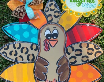 Thanksgiving Turkey Door Hanger, Turkey in a Pot Fall Door Decor ...