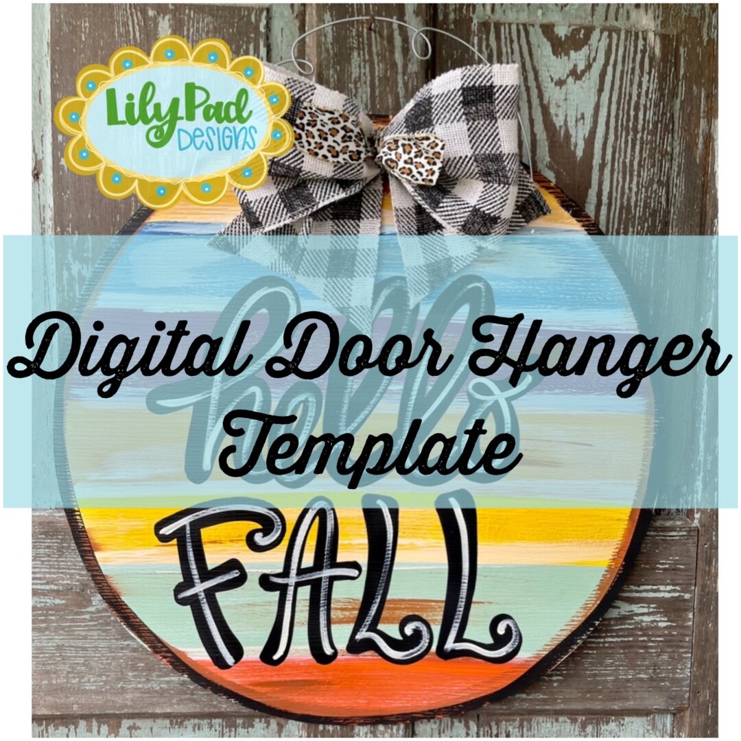 Door Hanger Template hello Fall Circle - Etsy