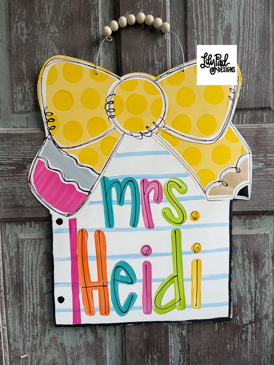 Notebook Paper With Pencil Bow Door Hanger - Etsy