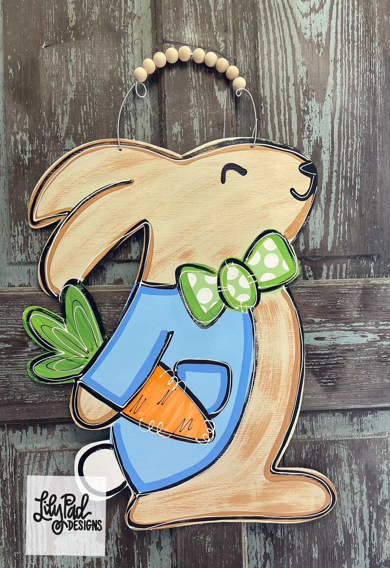 Bunny in Jacket Door Hanger - Etsy