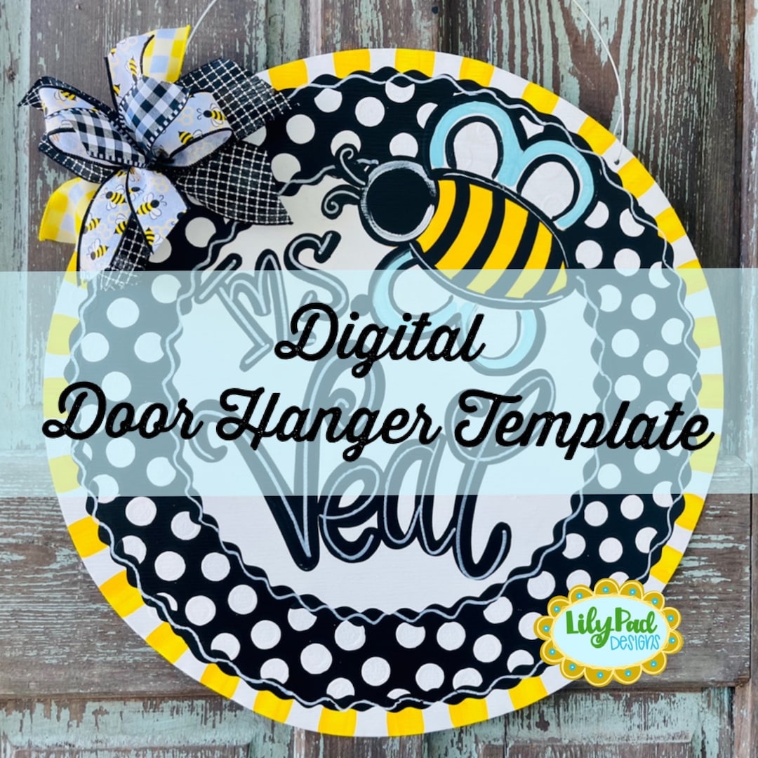 Door Hanger Template -bee Circle - Etsy