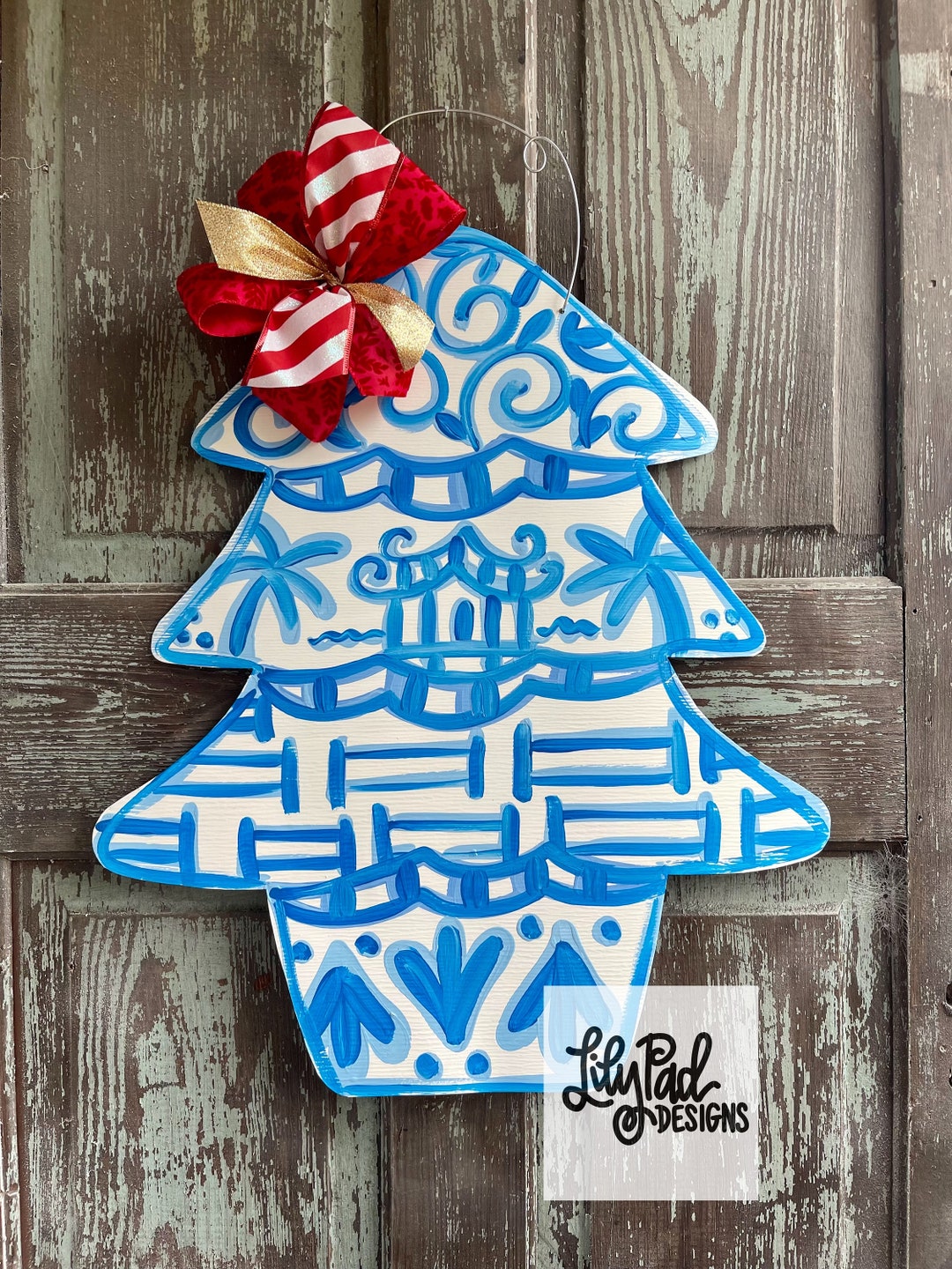 Chinoiserie Christmas Tree Door Hanger - Etsy