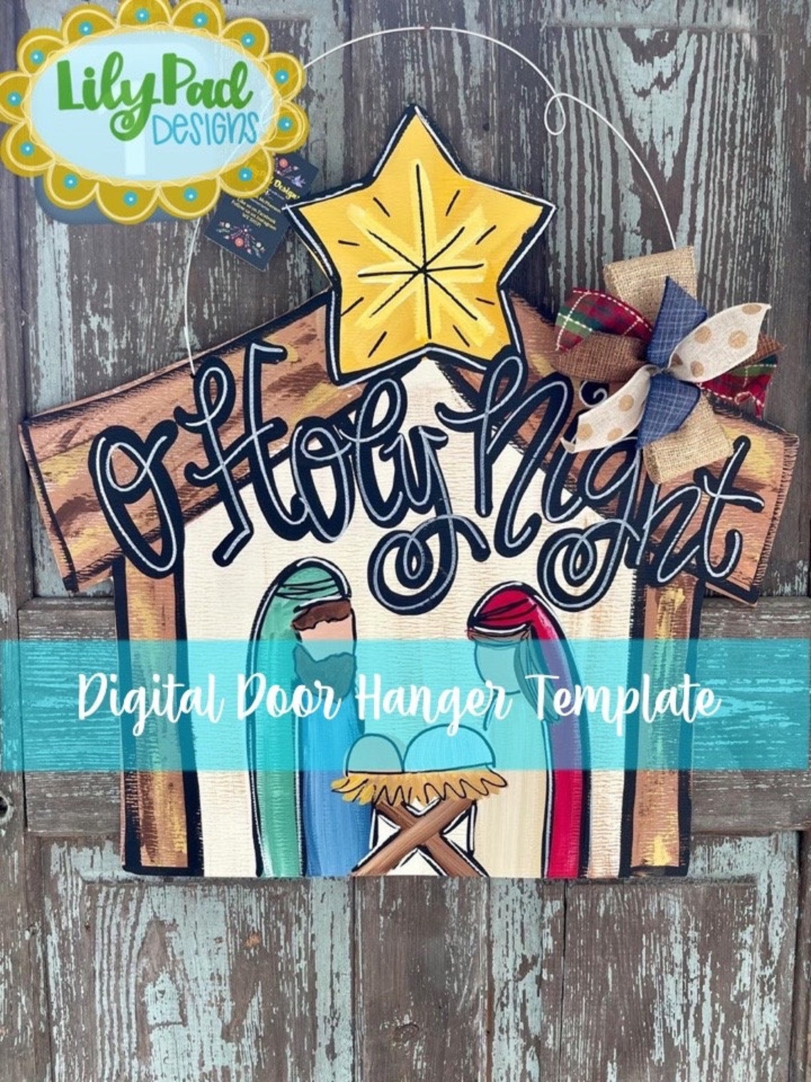 Door Hanger Template -oh Holy Night Nativity - Etsy