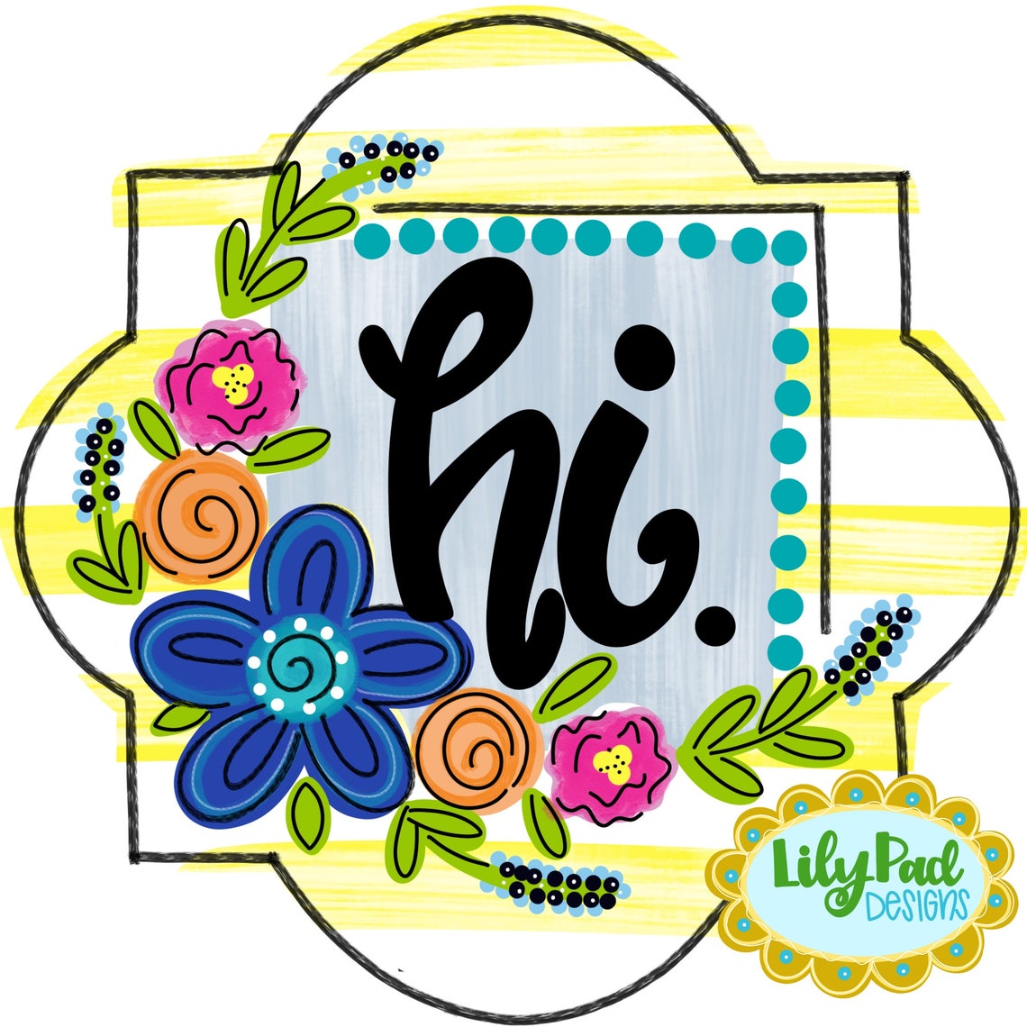 Door Hanger Template floral Hi - Etsy