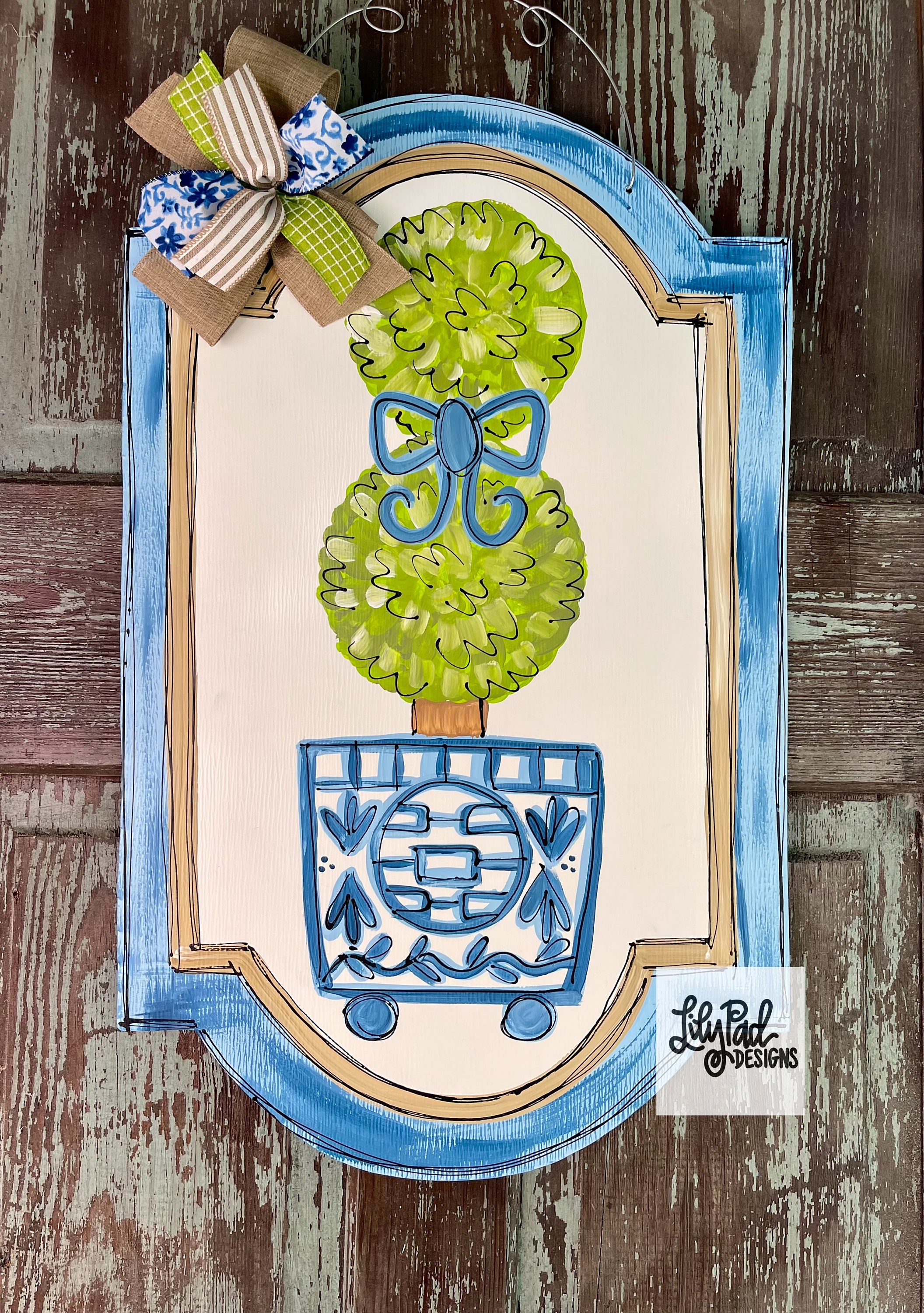 Door Hanger Template framed Topiary - Etsy