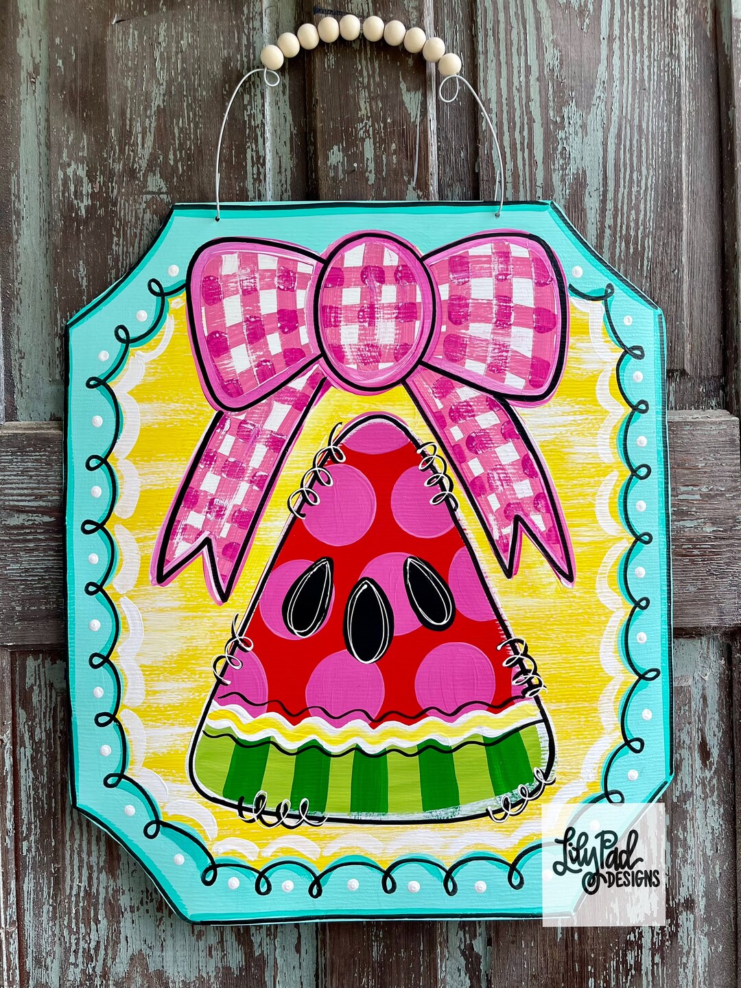 Watermelon With Bow Door Hanger Template - Etsy