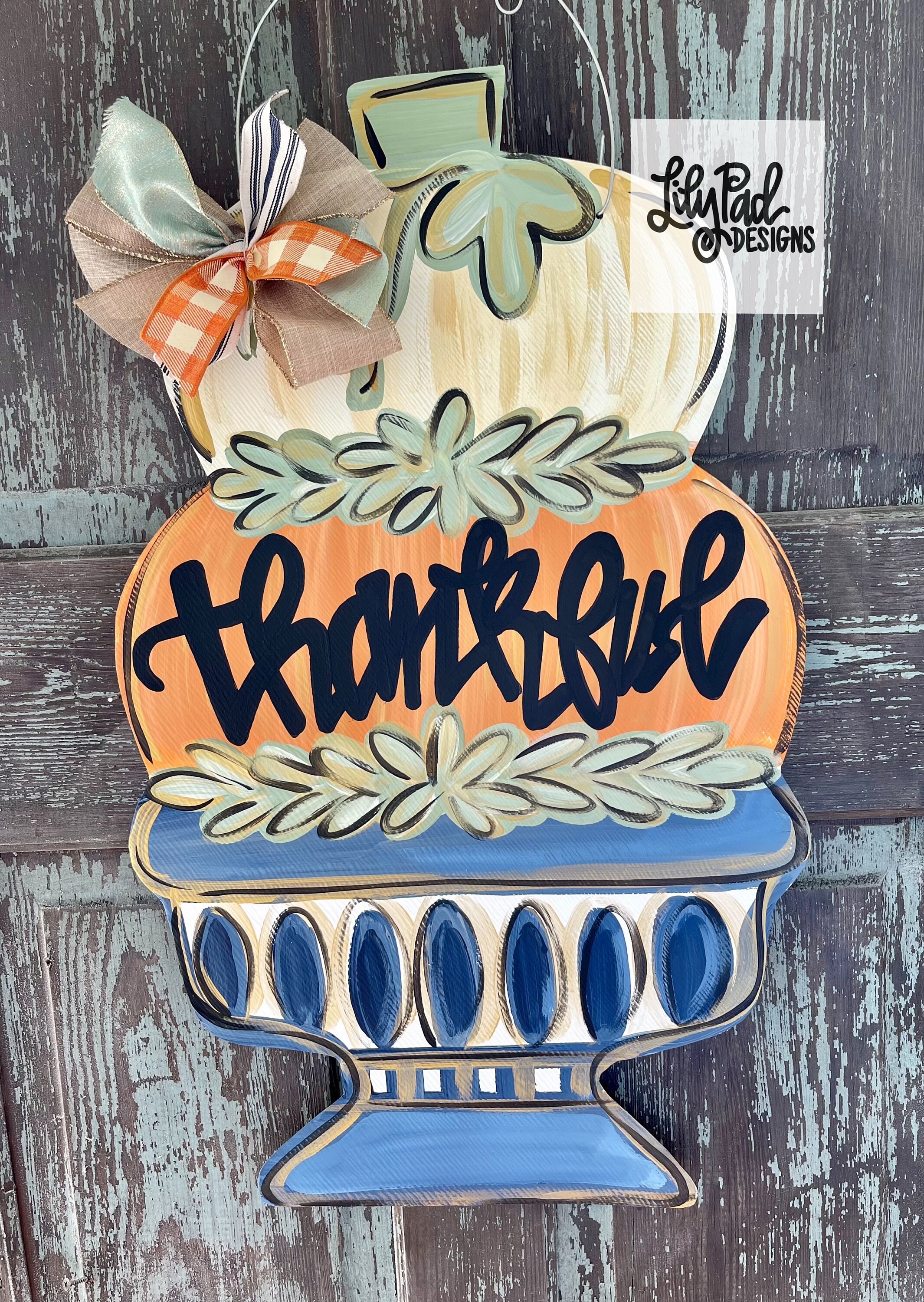 Thankful Pumpkin Planter Door Hanger - Etsy