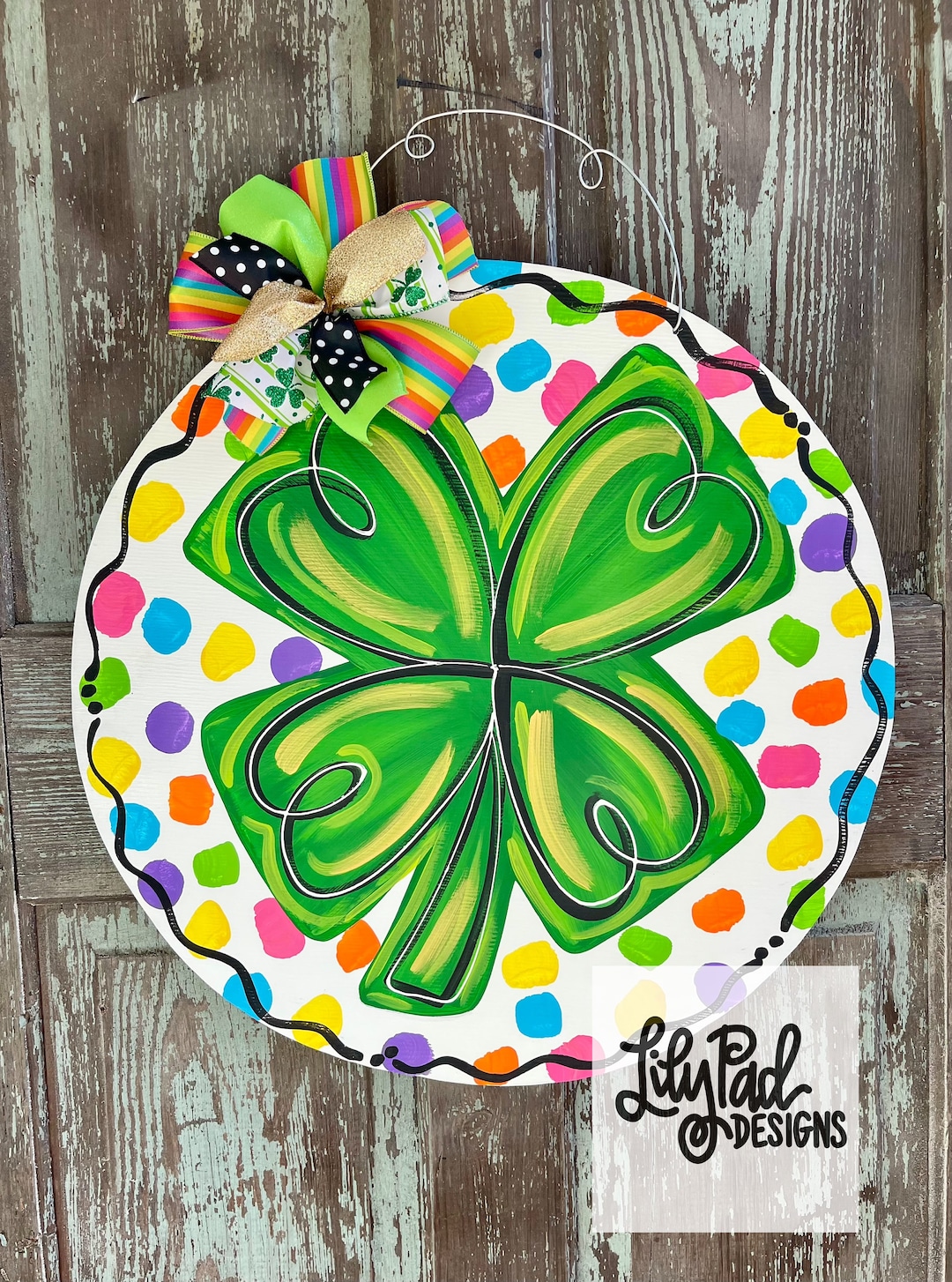 Color Splash Shamrock Round Door Hanger Template - Etsy