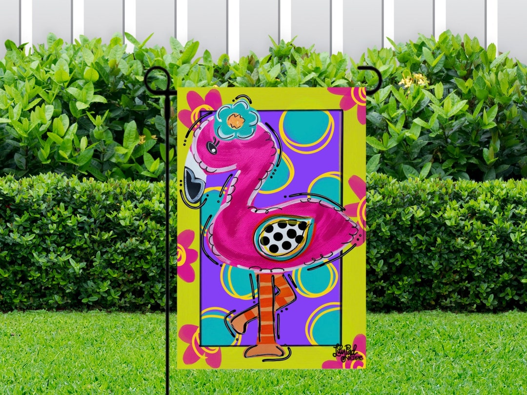 Flamingo Garden Flag - Etsy