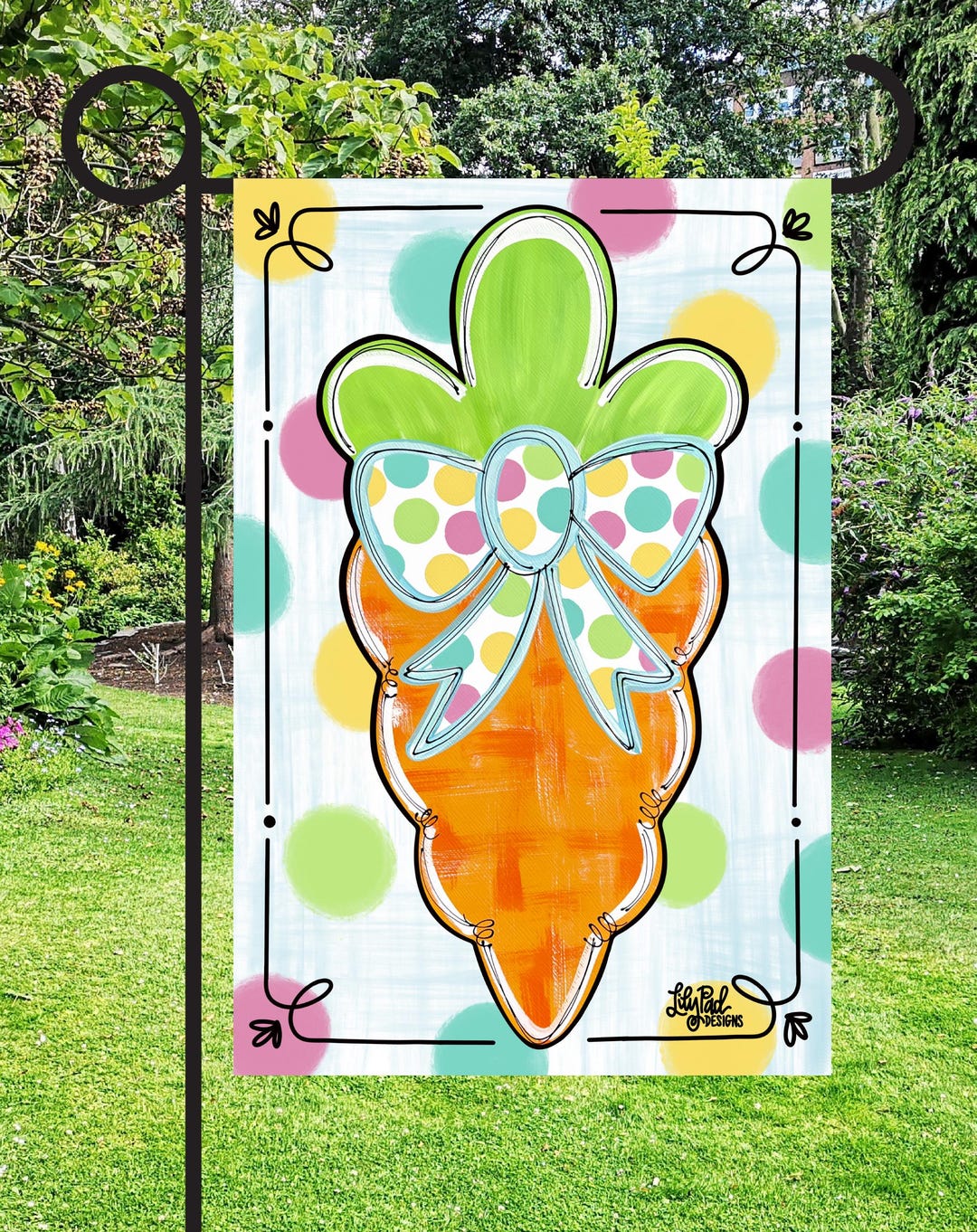 Carrot With Polka Dot Bow Garden Flag - Etsy