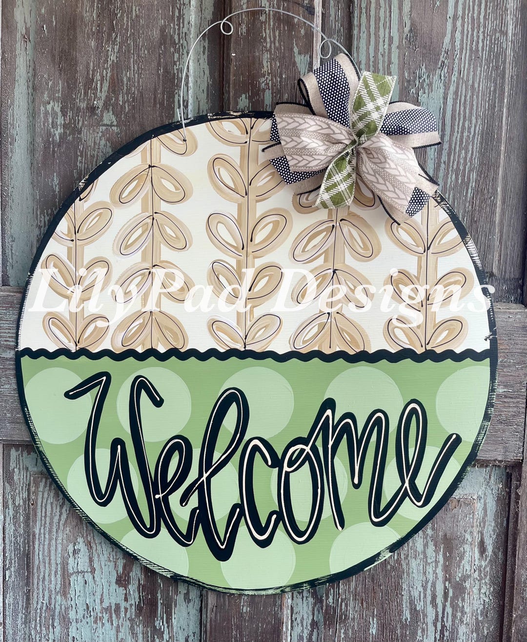 Door Hanger Template -khaki/green Welcome Round - Etsy