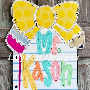 Notebook Paper With Pencil Bow Door Hanger - Etsy