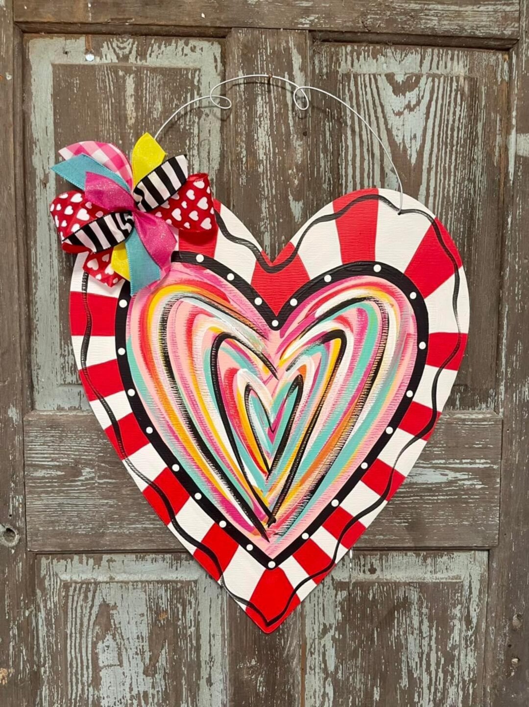Door Hanger Template -colorful Heart - Etsy